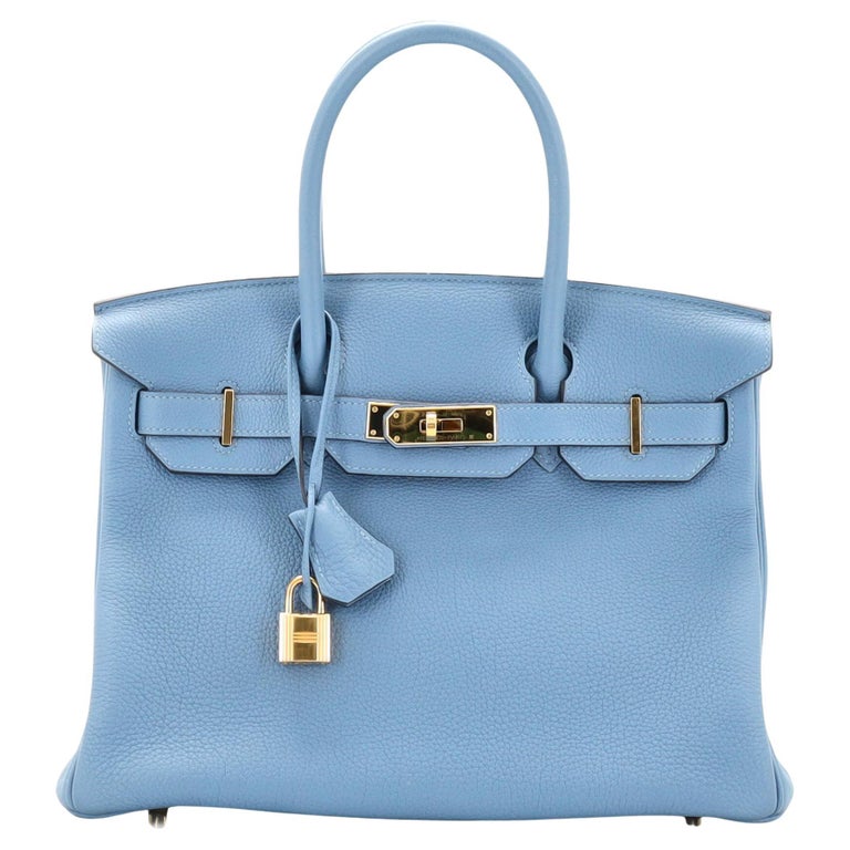 Hermes Birkin Handbag Bleu Azur Togo with Gold Hardware 30 For Sale at ...