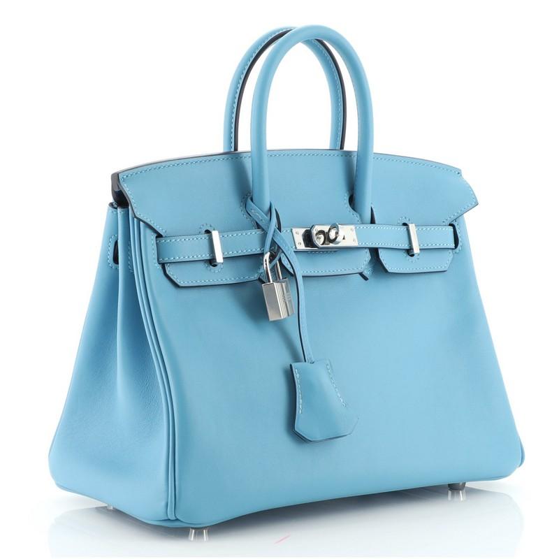 Hermes Birkin Handbag Bleu Du Nord Swift with Palladium Hardware 25 at ...