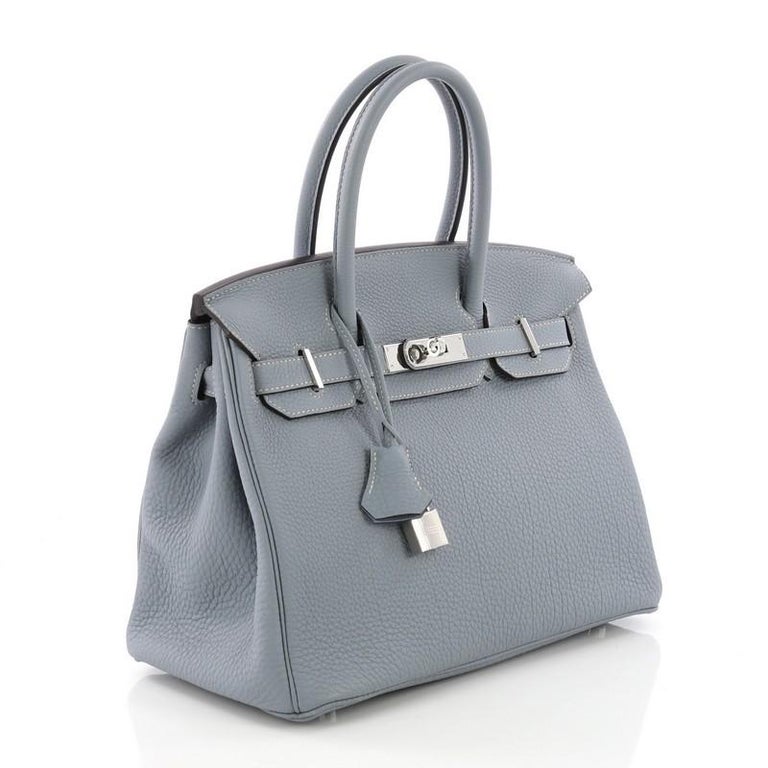 Hermes Birkin Handbag Bleu Lin Fjord with Palladium Hardware 30 at ...