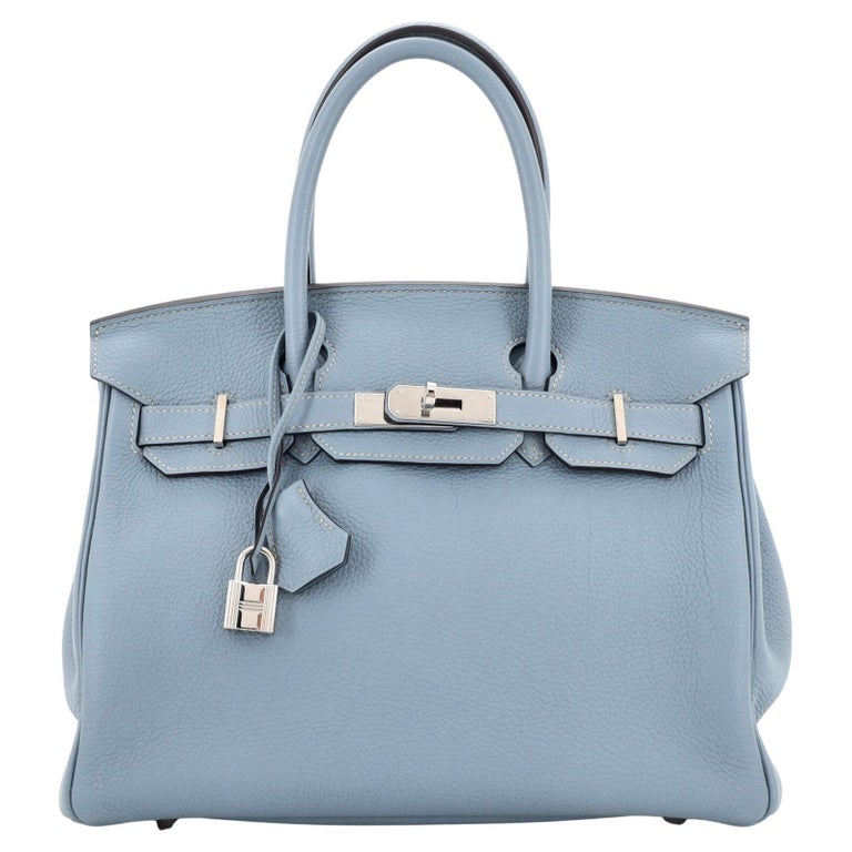 Hermes Birkin Handbag Bleu Lin Togo with Palladium Hardware 30 For Sale ...