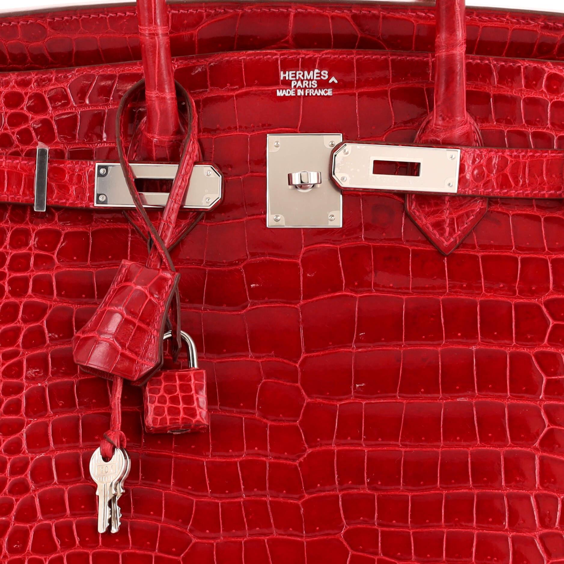 Hermes Birkin Handbag Braise Shiny Porosus Crocodile with Palladium at ...