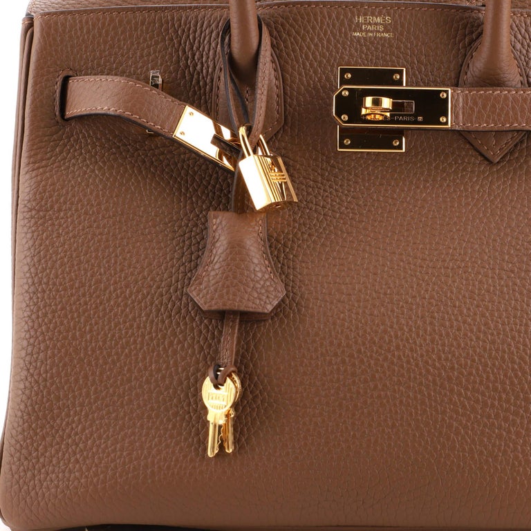 Hermes Birkin Handbag Bronze Dore Clemence with Gold Hardware 30 at 1stDibs