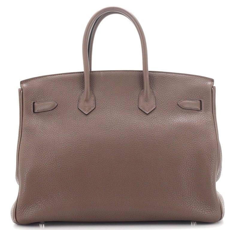 Hermes Birkin Handbag Café Clemence with Palladium Hardware 35 For Sale ...