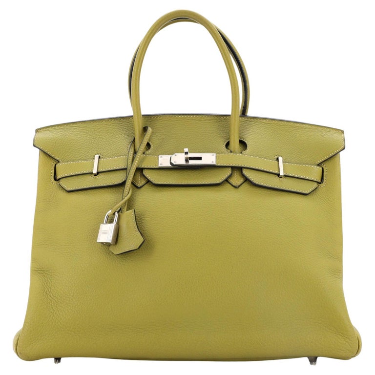 Hermes Birkin Handbag Chartreuse Clemence with Palladium Hardware 35 ...