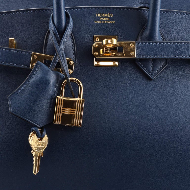 Hermes Birkin Handbag Deep Blue Swift with Gold Hardware 25 For Sale at ...