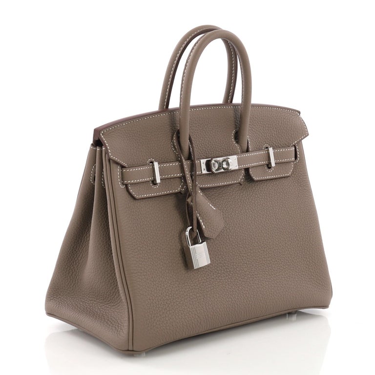 Hermes Birkin Handbag Etoupe Togo with Palladium Hardware 25 at 1stDibs