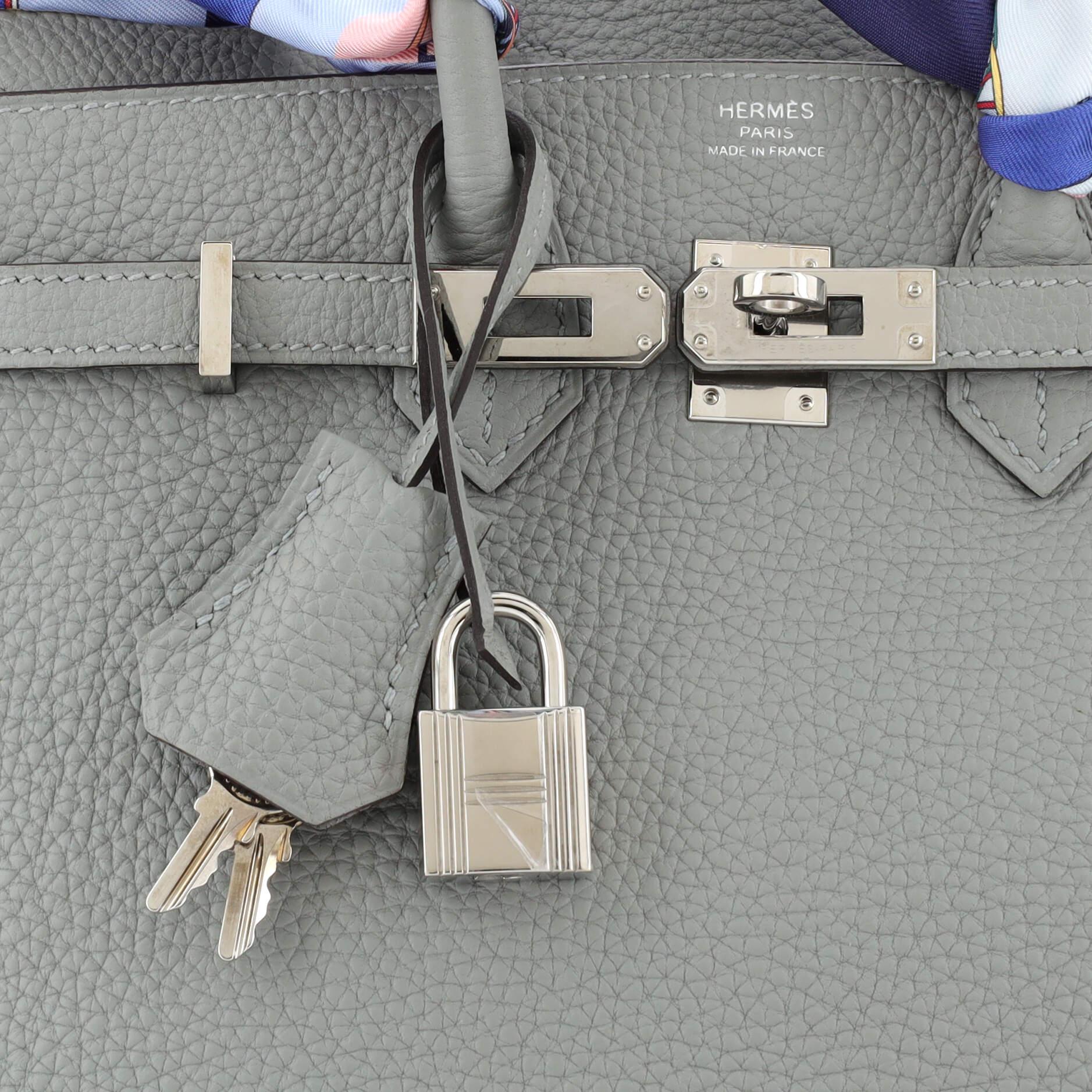 Hermes Birkin Handbag Grey Clemence with Palladium Hardware 25 For Sale ...