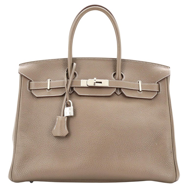 Hermes Birkin Handbag Grey Clemence with Palladium Hardware 35 For Sale ...