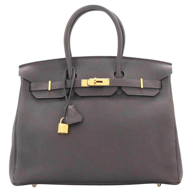 Hermes Birkin Handbag Grey Togo with Gold Hardware 35 For Sale at 1stDibs