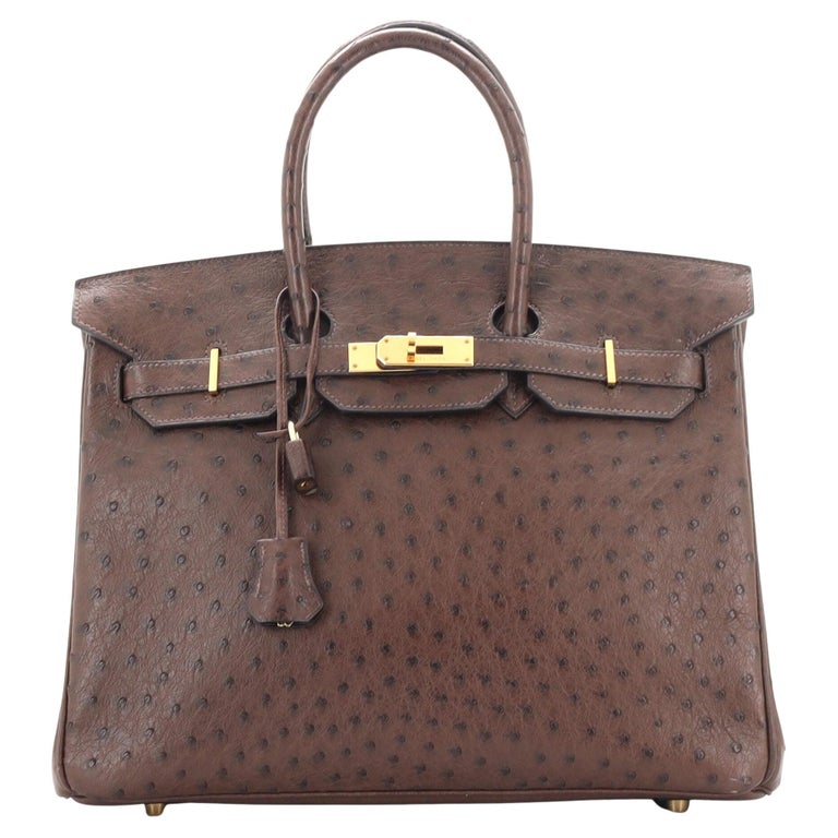 Hermes Birkin Handbag Marron Foncé Ostrich with Gold Hardware 35 For ...