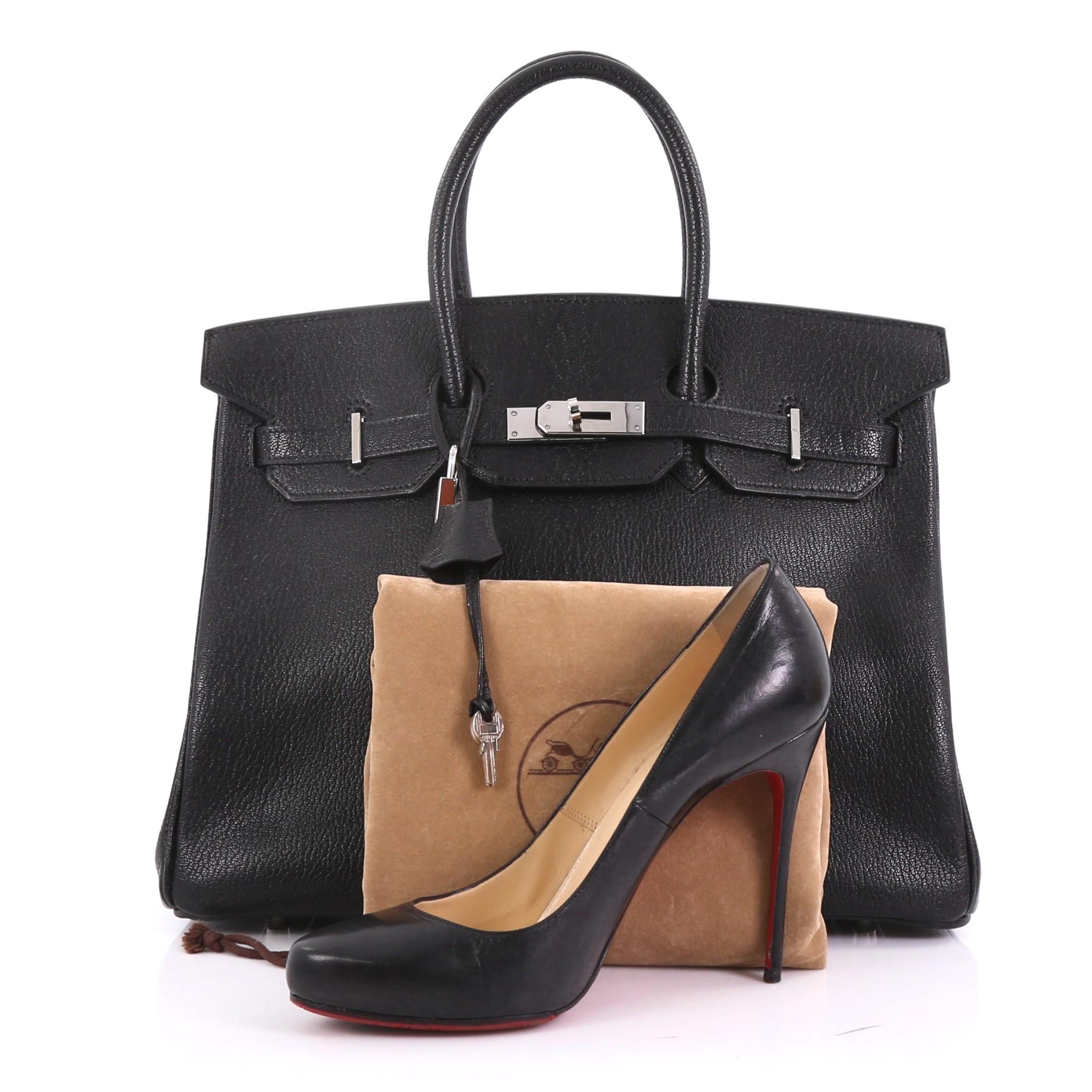 Hermes Birkin Handbag Noir Chevre de Coromandel with Palladium Hardware ...