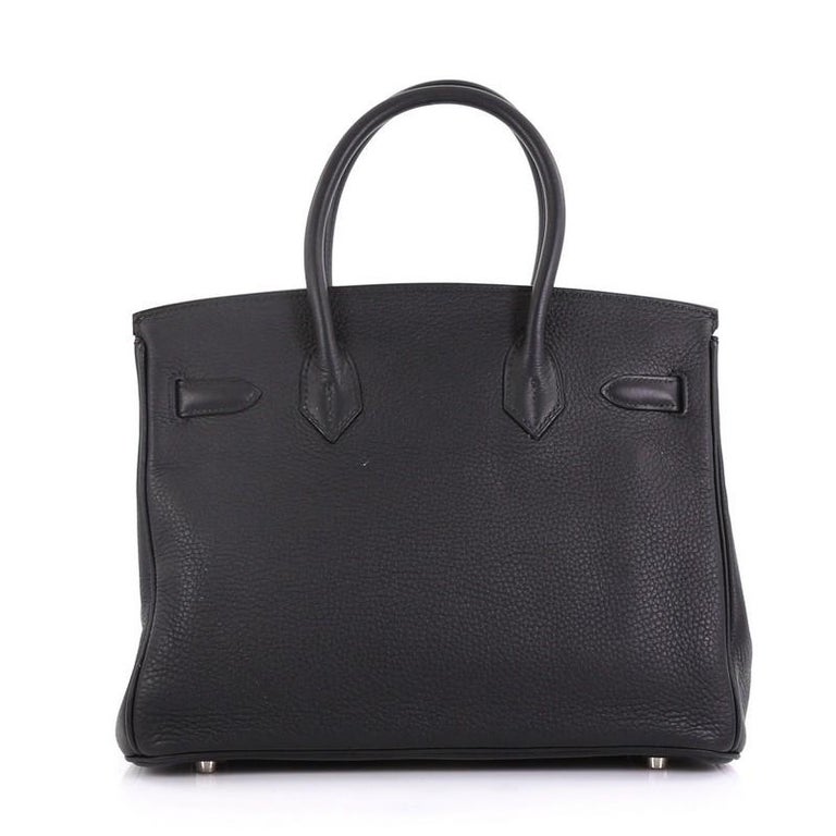 Hermes Birkin Handbag Noir Clemence with Palladium Hardware 30 at 1stDibs