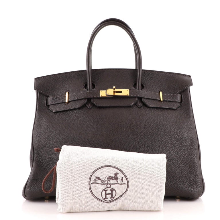 Hermes Birkin Handbag Prunoir Clemence with Gold Hardware 35 For Sale ...