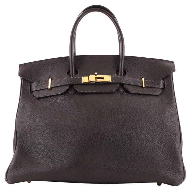 Hermes Birkin Handbag Prunoir Clemence with Gold Hardware 35 For Sale ...
