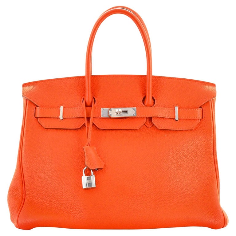 Hermes Birkin Handbag Red Togo with Palladium Hardware 35 For Sale at ...