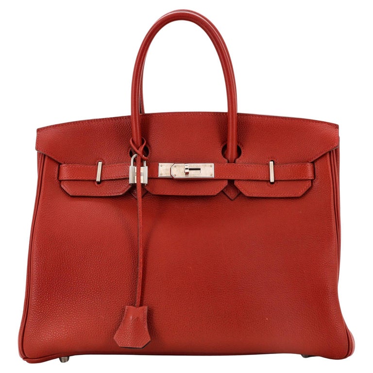 Hermes Birkin Handbag Red Togo with Palladium Hardware 35 For Sale at ...