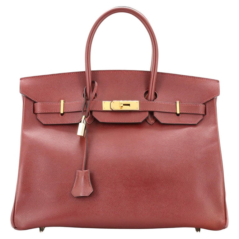 Hermes Birkin Handbag Rouge H Courchevel with Gold Hardware 35 For Sale ...