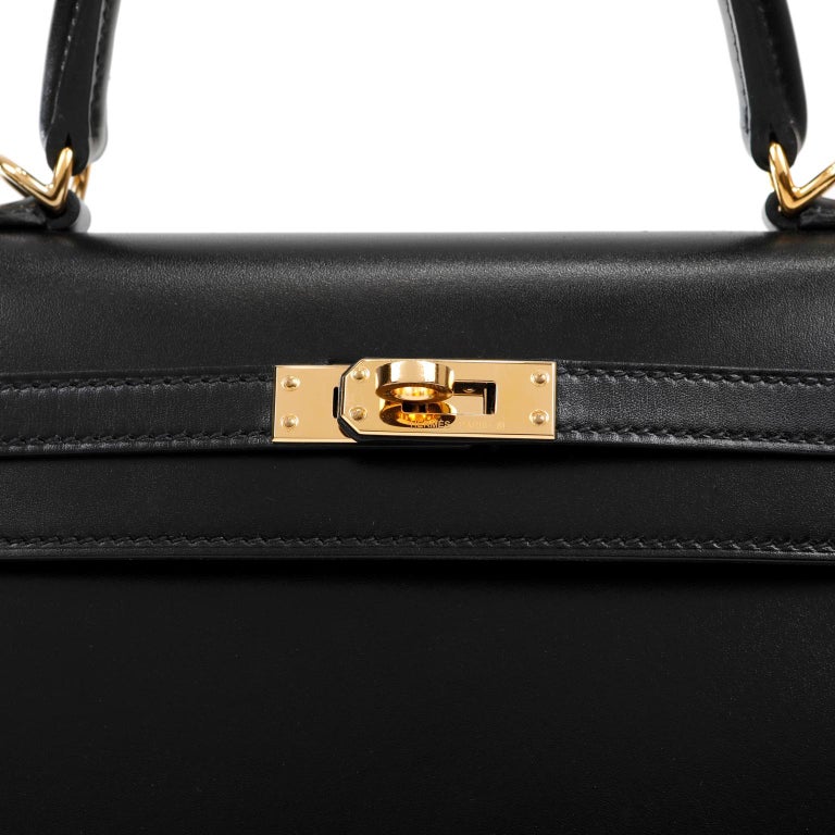 Hermès Black Box Calf 25 cm Kelly with Gold hardware For Sale at 1stDibs