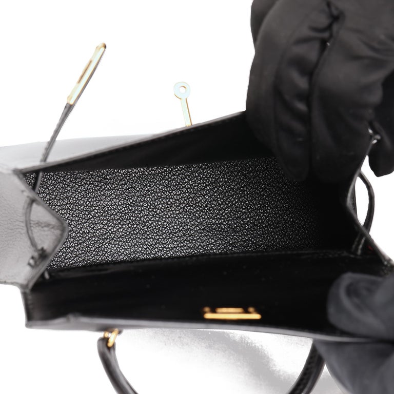 HERMÈS Black Box Calf Leather Vintage Kelly 15cm Sellier For Sale at ...