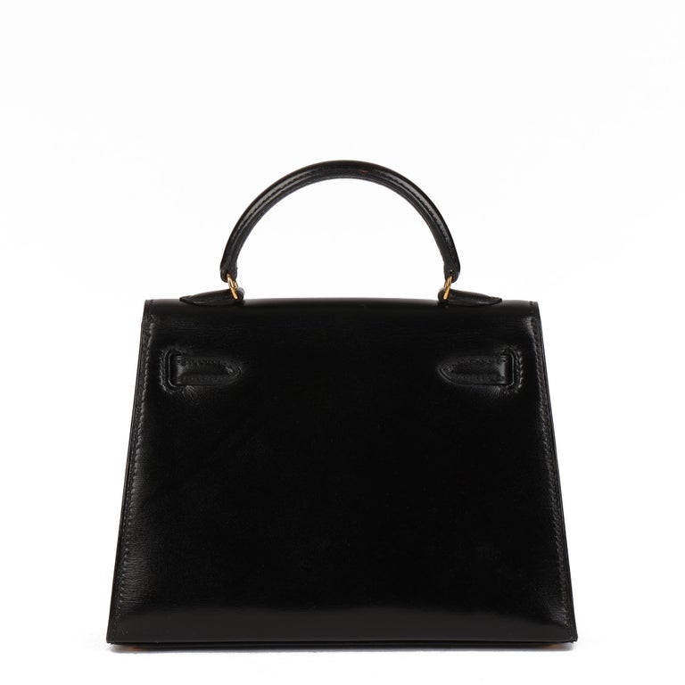 HERMÈS Black Box Calf Leather Vintage Kelly 15cm Sellier For Sale at ...