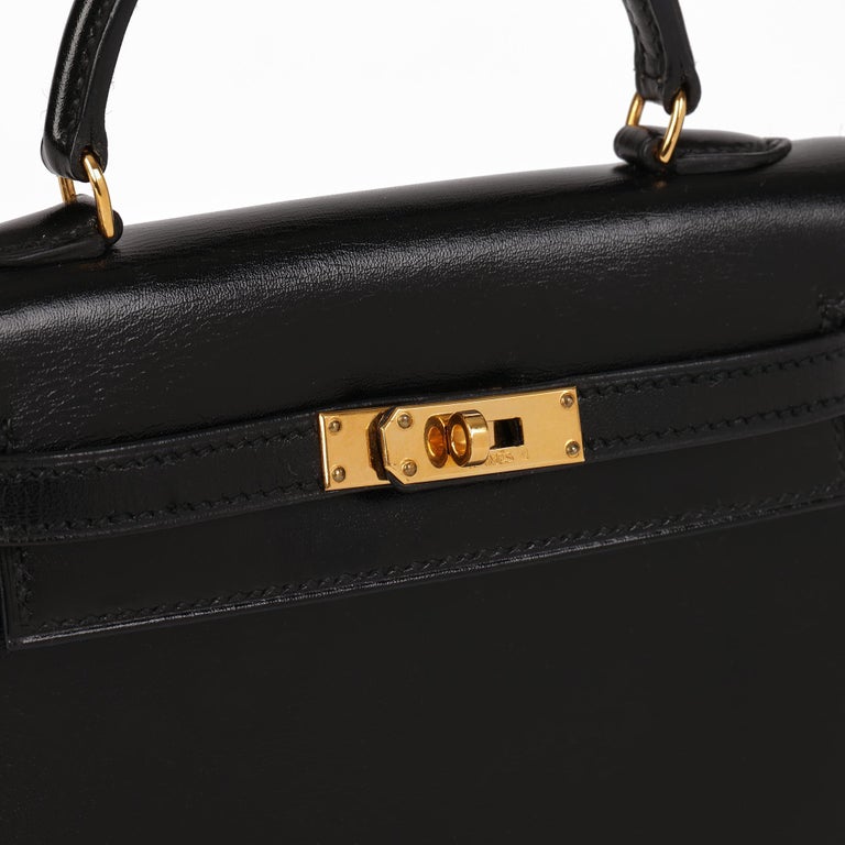 HERMÈS Black Box Calf Leather Vintage Kelly 15cm Sellier For Sale at ...