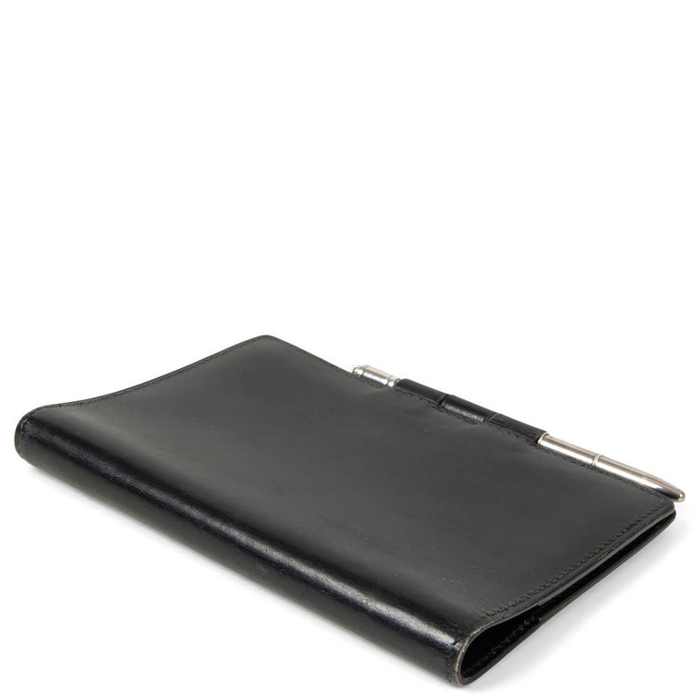 HERMES black Box leather COUVERTURE SIMPLE PM Agenda Cover w PEN For ...