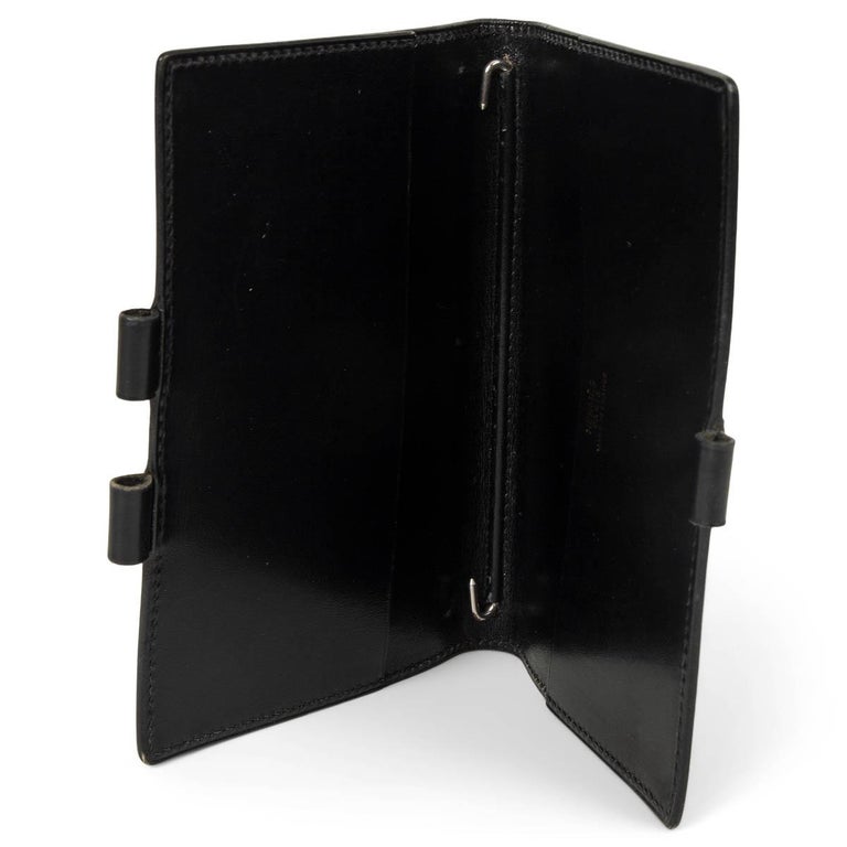 HERMES black Box leather COUVERTURE SIMPLE PM Agenda Cover w PEN For ...