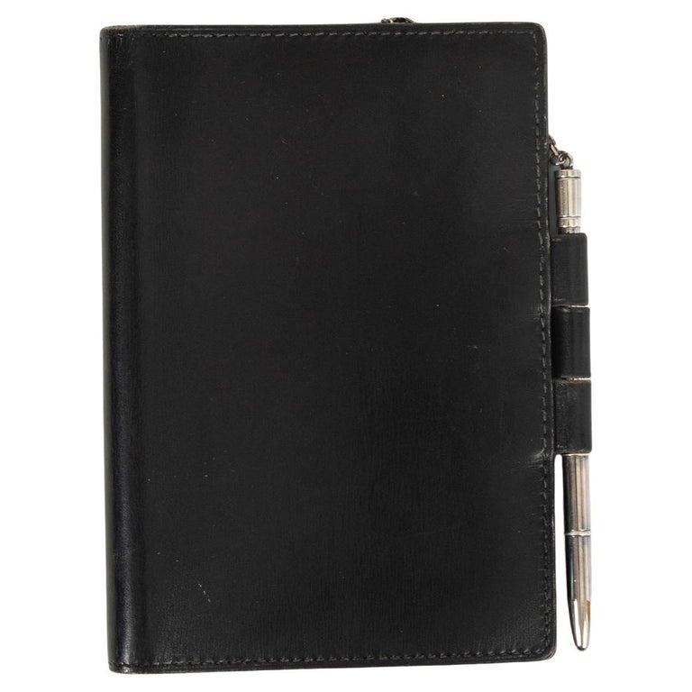 HERMES black Box leather COUVERTURE SIMPLE PM Agenda Cover w PEN For ...