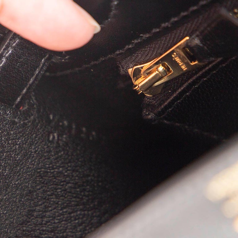 HERMES black Box leather KELLY 25 SELLIER Bag w Gold at 1stDibs