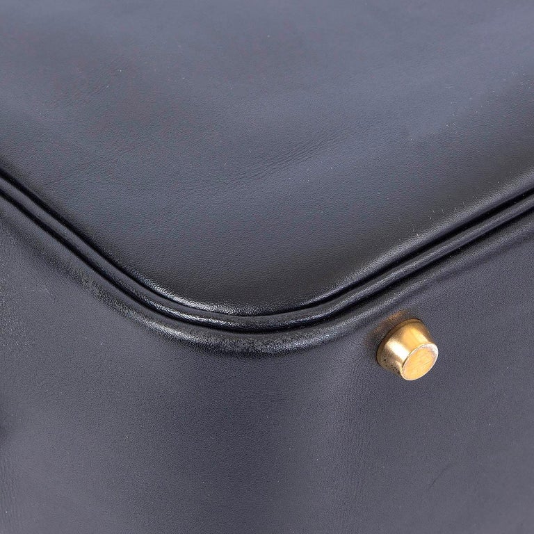 HERMES black Box leather PLUME 32 Bag For Sale at 1stDibs