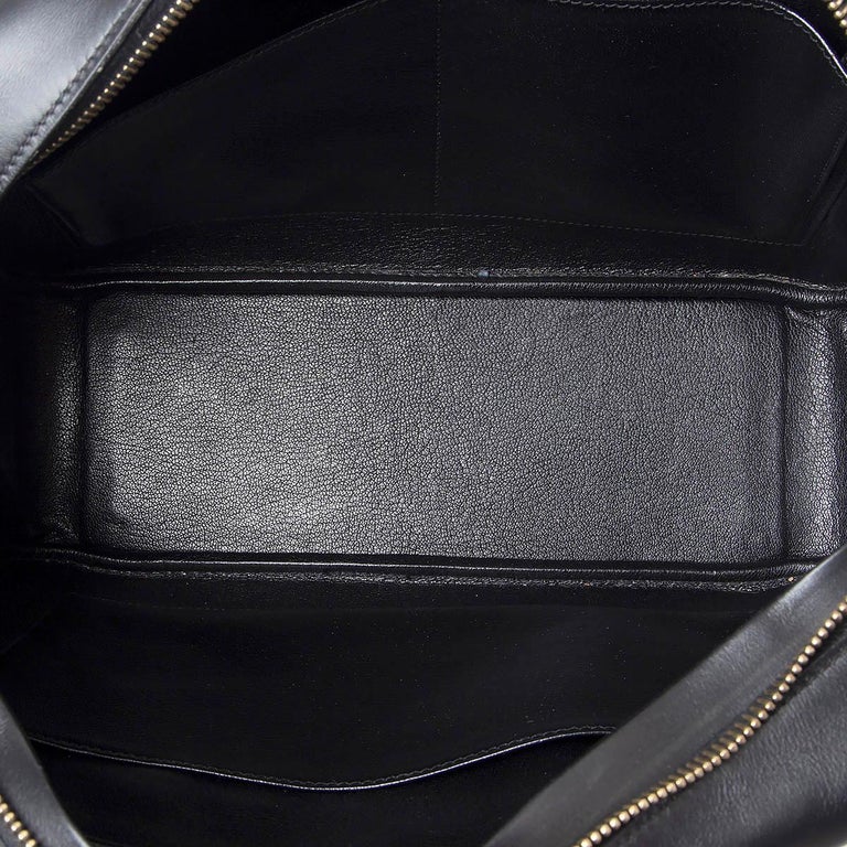 HERMES black Box leather PLUME 32 Bag For Sale at 1stDibs