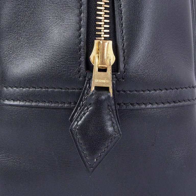 HERMES black Box leather PLUME 32 Bag For Sale at 1stDibs