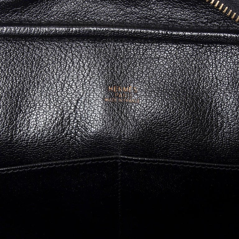 HERMES black Box leather PLUME 32 Bag For Sale at 1stDibs