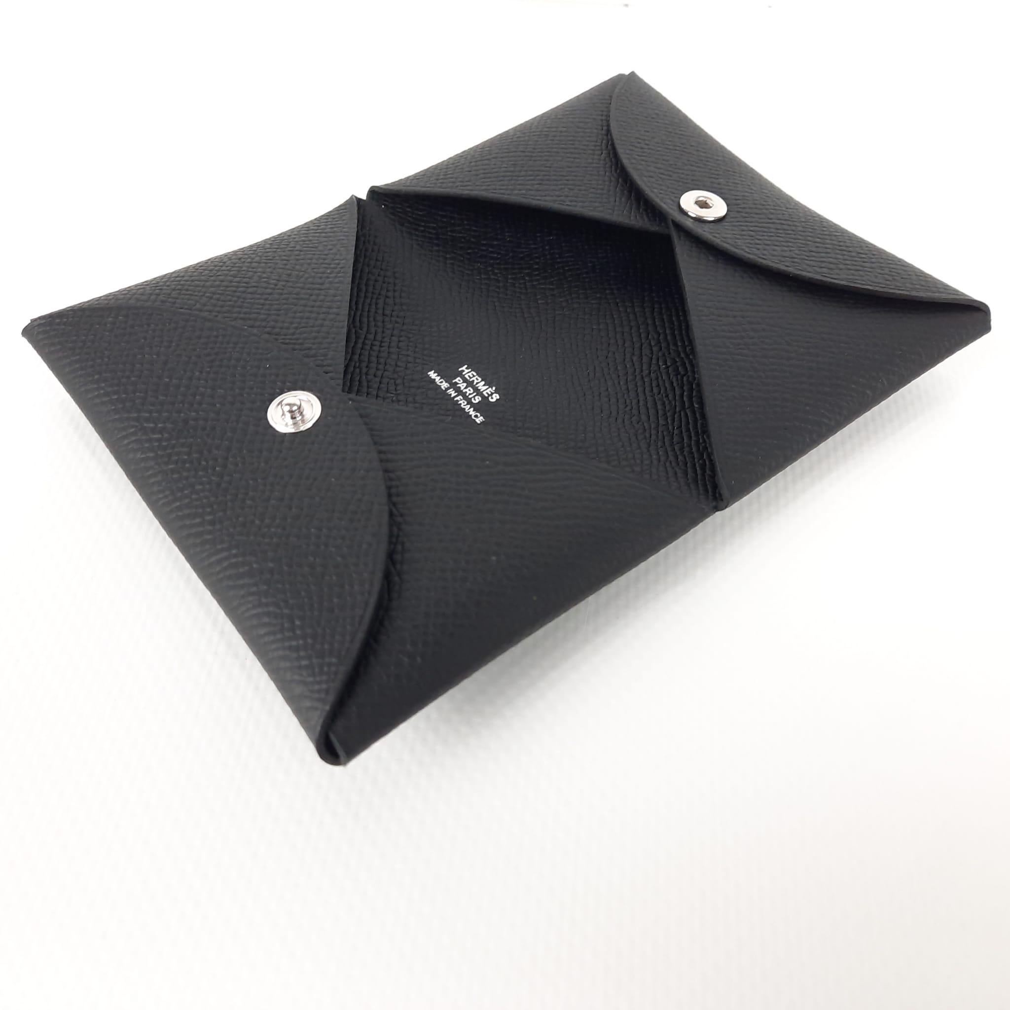 Hermes Black Calvi card holder For Sale at 1stDibs | hermes card holder ...