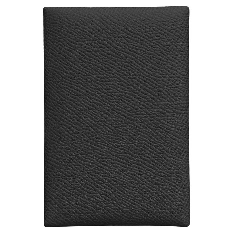 Hermes Black Calvi card holder For Sale at 1stDibs