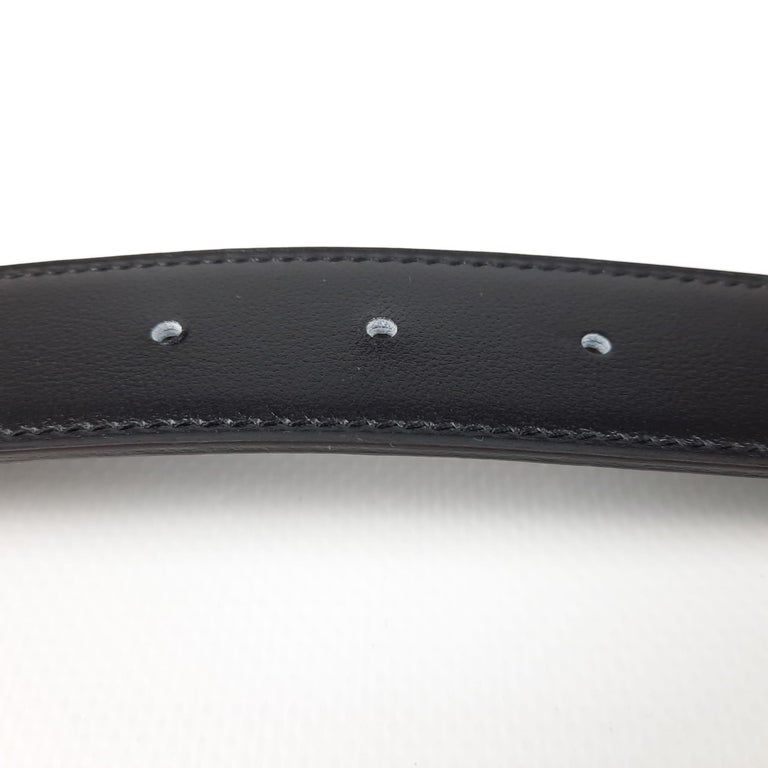 Hermes Black/Chocolate Belt buckle H Ribbed and Reversible leather strap 32 mm For Sale at 1stDibs