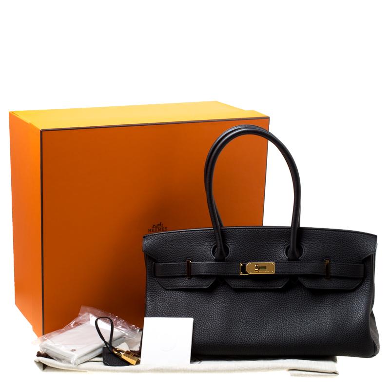 Hermes Black Clemence Leather Gold Hardware Shoulder Birkin 42 Bag For ...