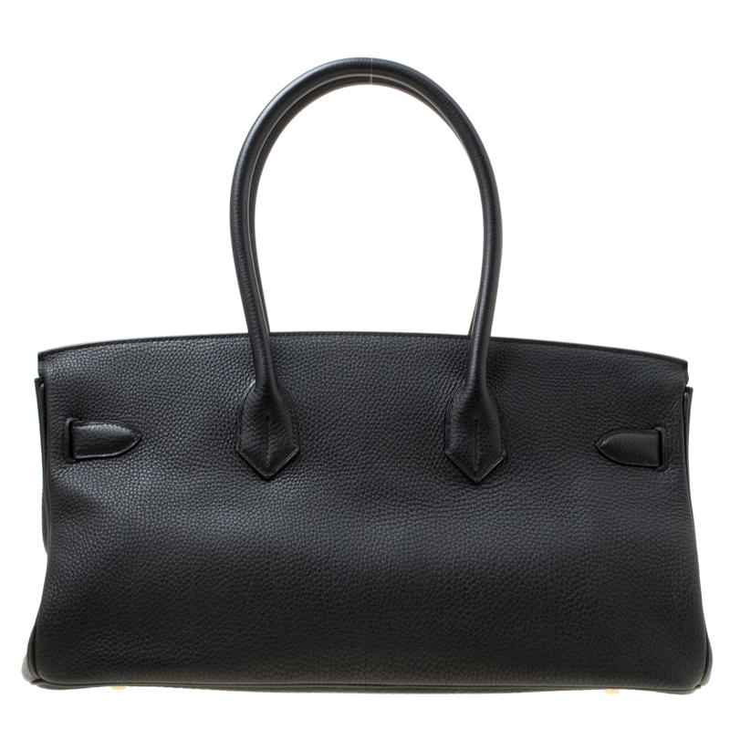 Hermes Black Clemence Leather Gold Hardware Shoulder Birkin 42 Bag For ...