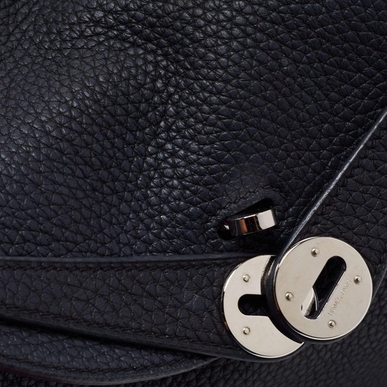 Hermes Black Clemence Leather Palladium Finish Lindy 30 Bag For Sale at ...