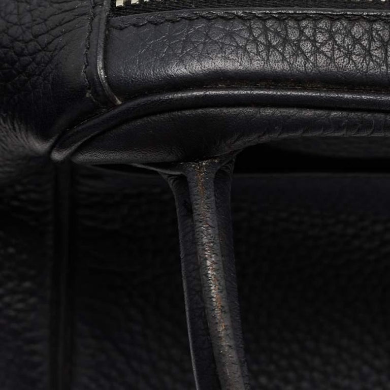 Hermes Black Clemence Leather Palladium Finish Lindy 30 Bag For Sale at ...