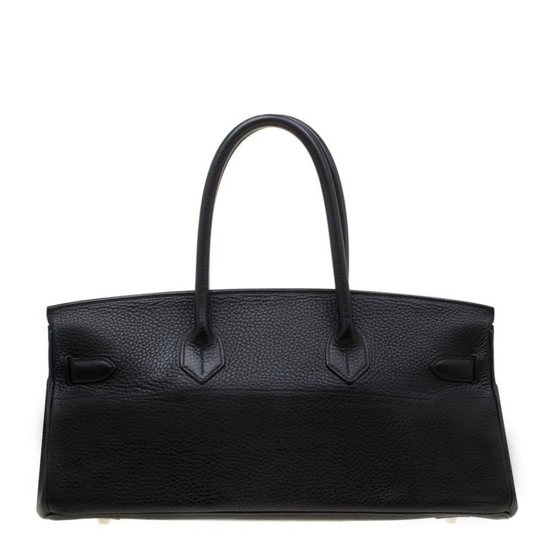Hermes Black Clemence Leather Palladium Hardware Shoulder Birkin 42 Bag ...
