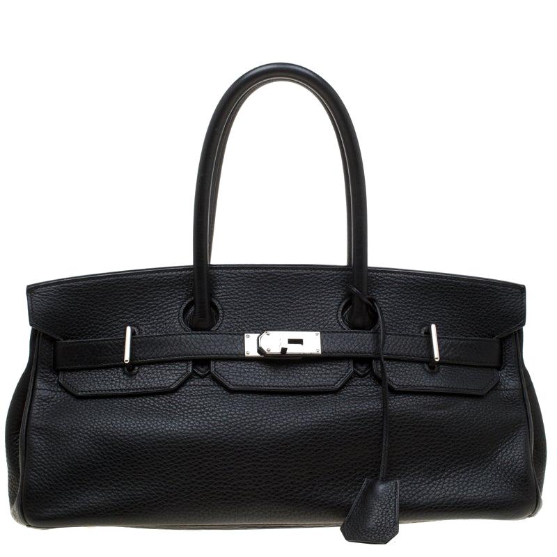 Hermes Black Clemence Leather Palladium Hardware Shoulder Birkin 42 Bag ...