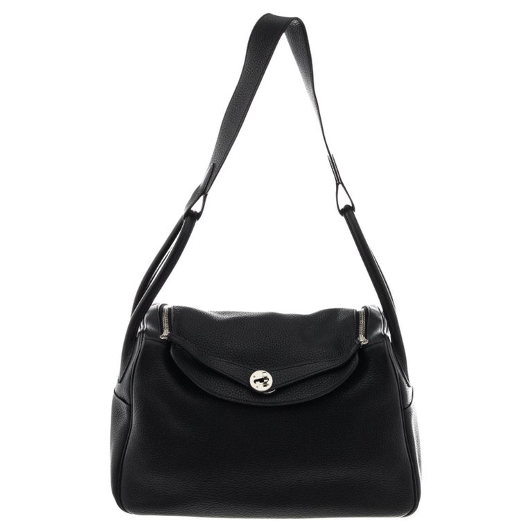 Hermes Black Clemence Lindy 34cm Shoulder Bag at 1stDibs