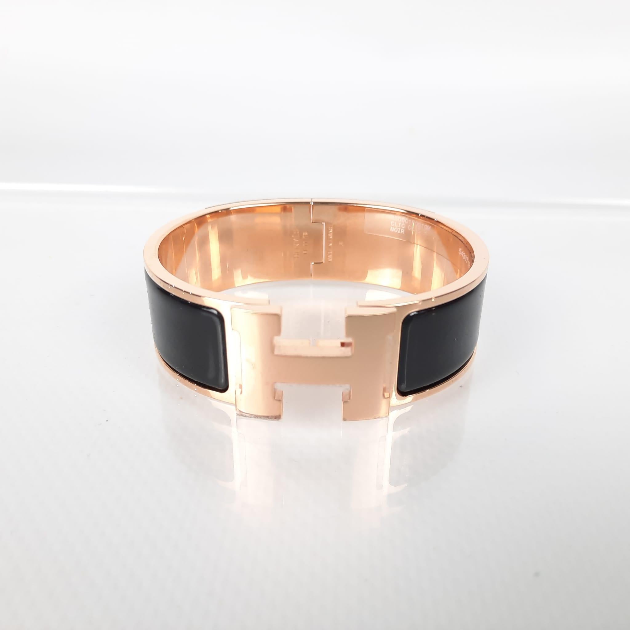 Hermes Black Clic Clac H bracelet Size GM For Sale at 1stDibs | hermes silver clic clac, hermes ...