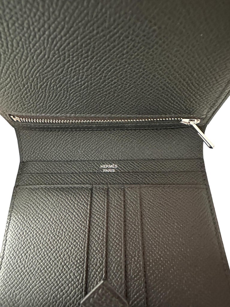Hermes Black Compact Bearn Wallet Black Epsom Palladium For Sale at 1stDibs
