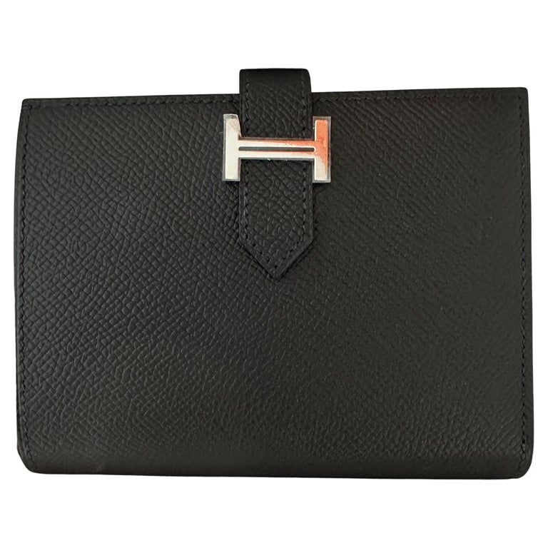 Hermes Black Compact Bearn Wallet Black Epsom Palladium For Sale at 1stDibs