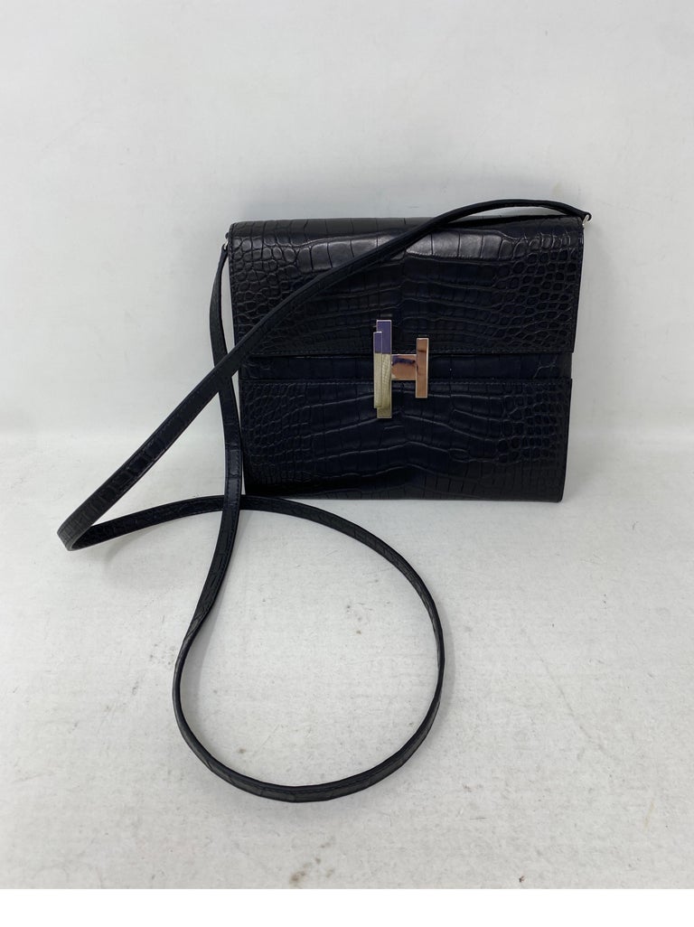 Hermes Black Crocodile Crossbody Bag For Sale at 1stDibs