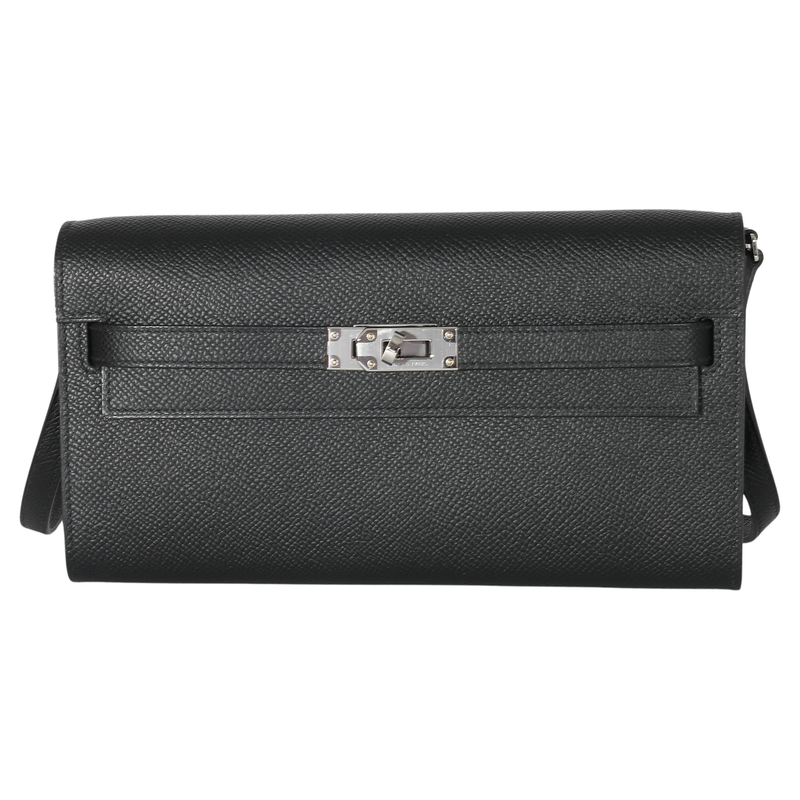 Hermes Black Epsom Kelly To Go PHW For Sale at 1stDibs
