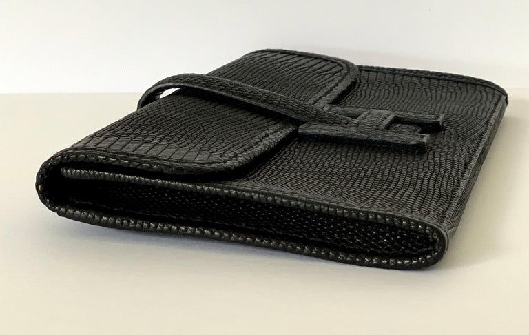 Hermès Black Jige Mini 20cm of Matte Varanus Salvator Lizard at 1stDibs