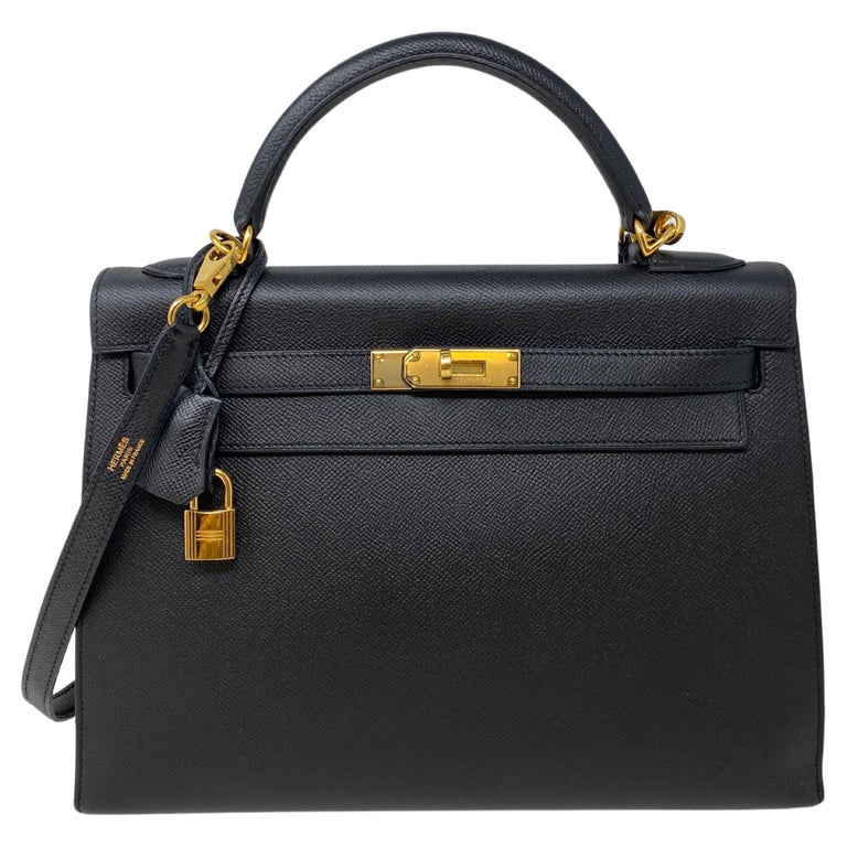 Hermes Black Kelly 32 Bag For Sale at 1stDibs